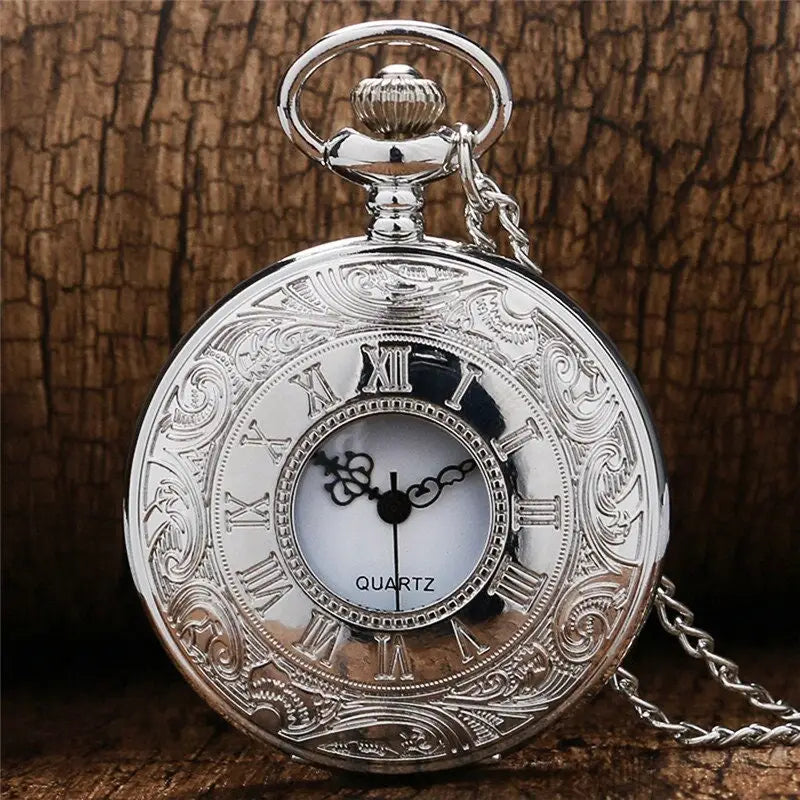 Pocket Watch Vintage Style Retro Pocket Watch Chain Silver Colors ...